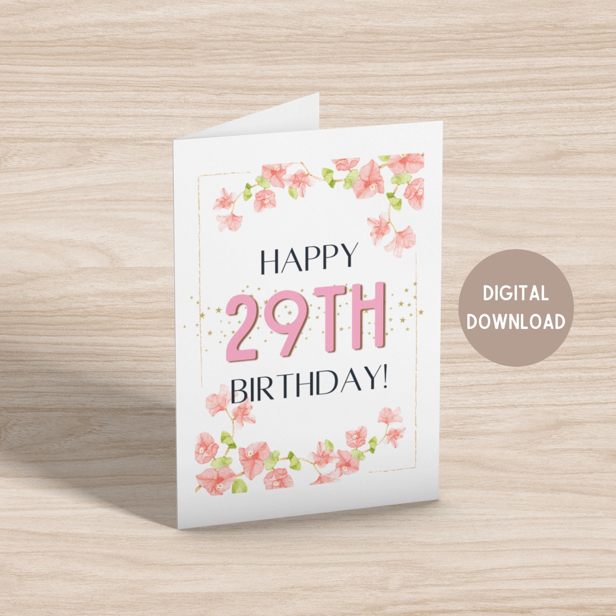 29th Birthday Card 29th Birthday DIGITAL DOWNLOAD 29th - Etsy