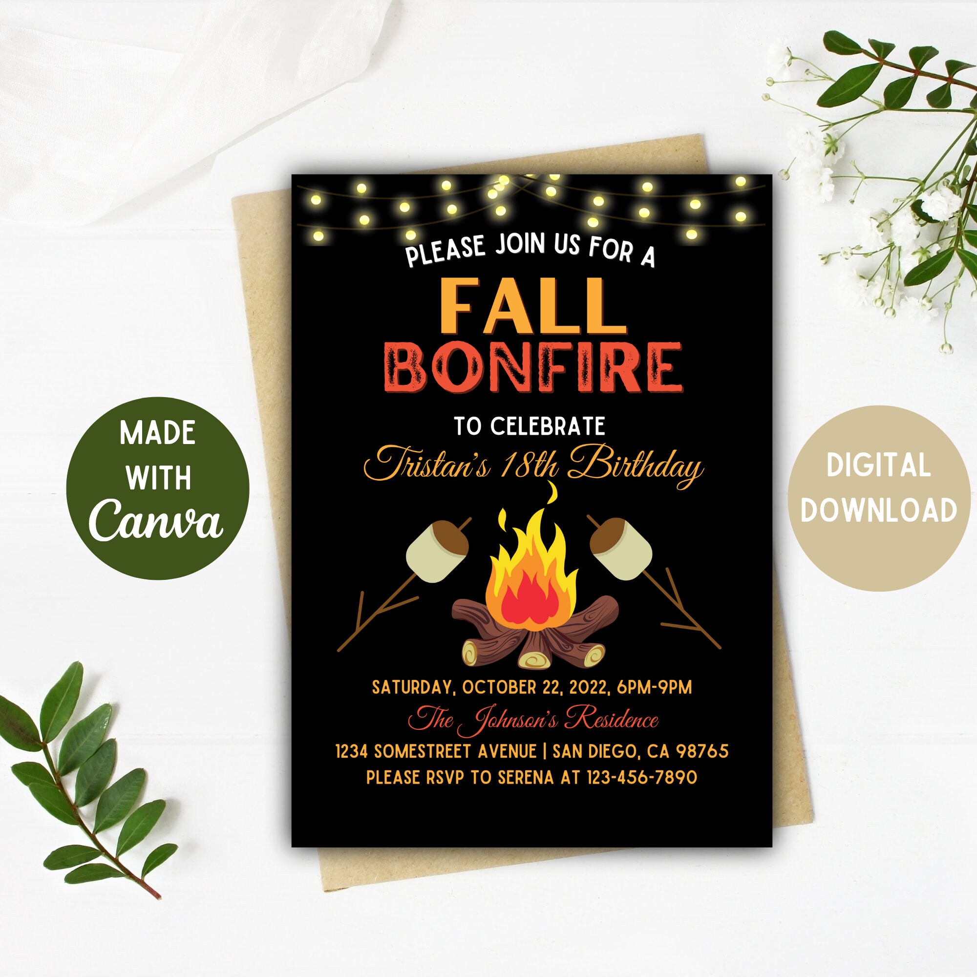 Bonfire Invitation | DIGITAL TEMPLATE | Bonfire Night | Booze and ...