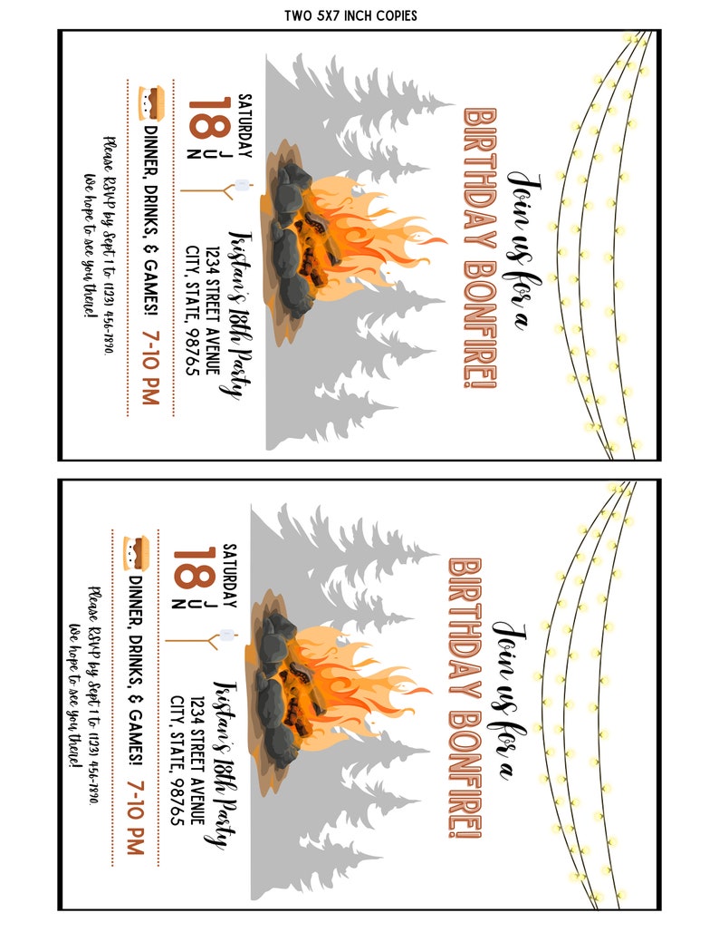 Bonfire Birthday Invitation (digital Download) | Booze and Bonfires ...