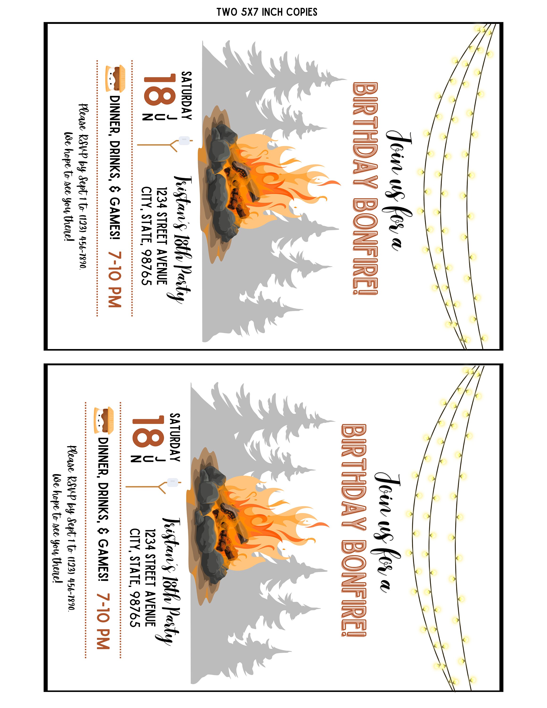 Bonfire Birthday Invitation (digital Download) | Booze and Bonfires ...