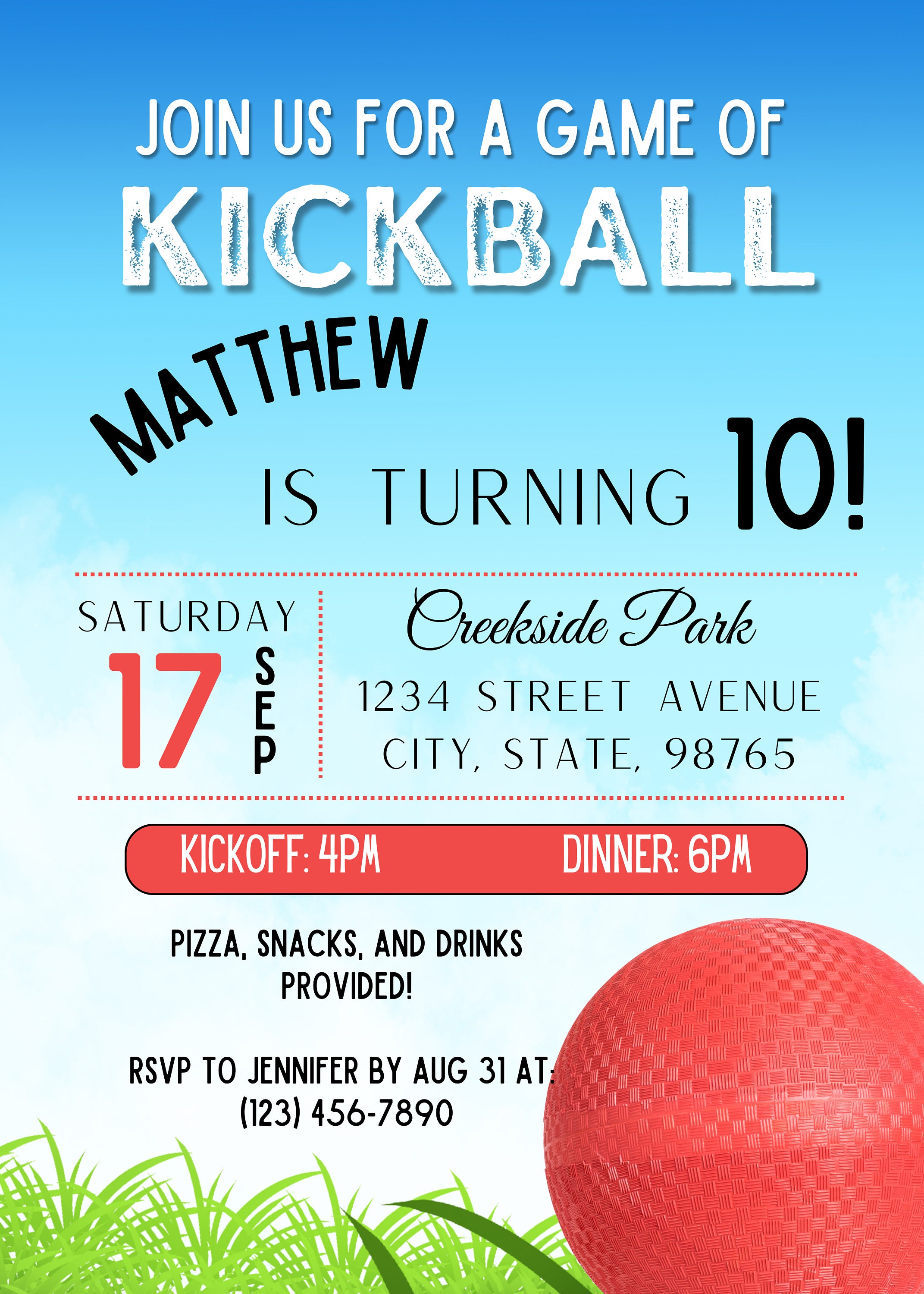 Kickball Party Invitation | Kickball Party | Kickball | Digital ...