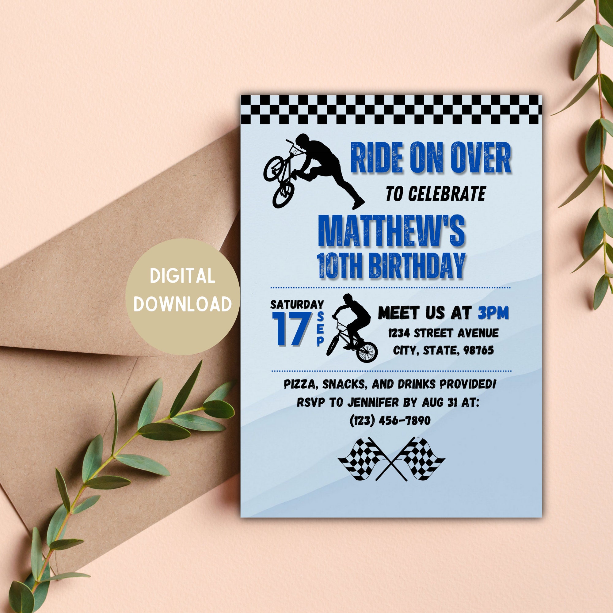 BMX Birthday Invite | BMX Birthday | Digital Download | Mx Bmx Font Bmx ...