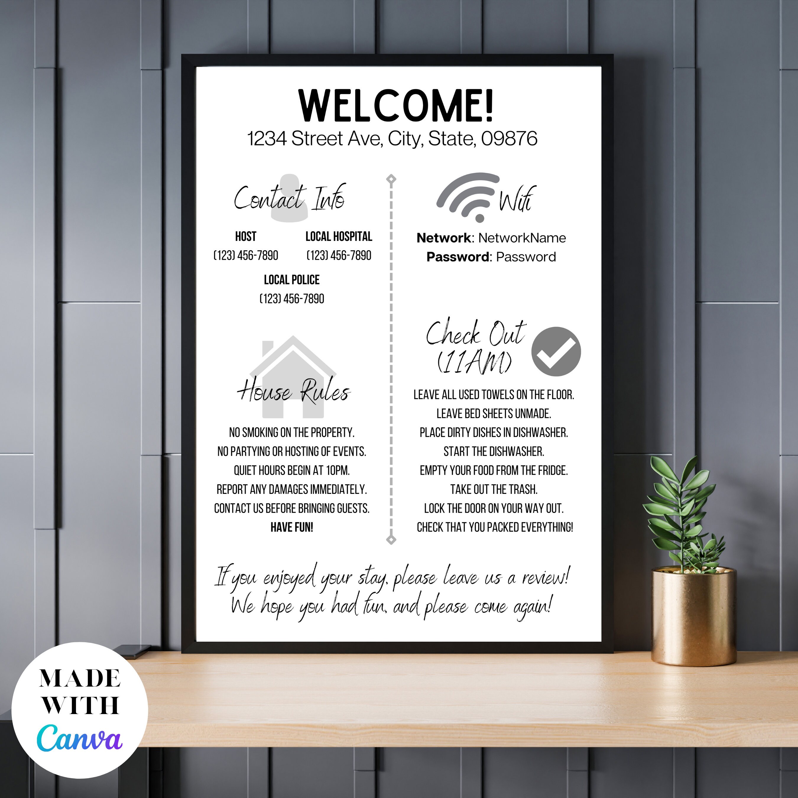 Airbnb Welcome, Welcome Sign, Airbnb, 1 Page Airbnb Welcome Sign ...