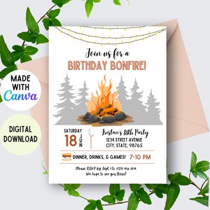 Bonfire Birthday Invitation (digital Download) | Booze and Bonfires ...