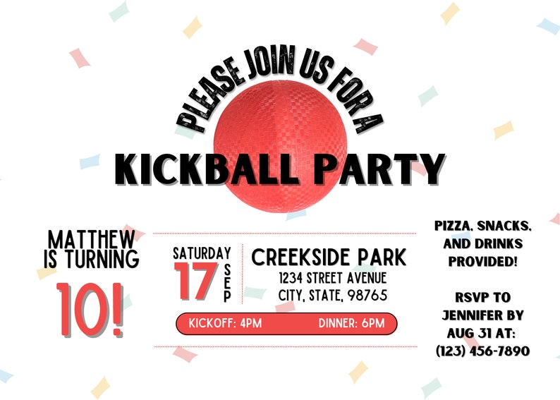 Kickball Party Invitation | Kickball Party | Kickball | Digital ...