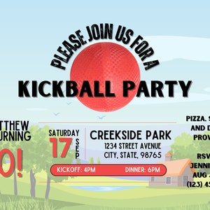Kickball Party Invitation | Kickball Party | Kickball | Digital ...