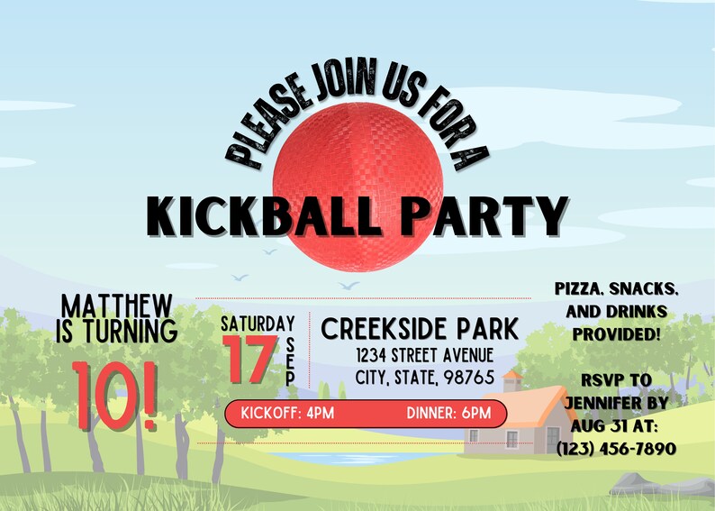Kickball Party Invitation Kickball Party Kickball Digital