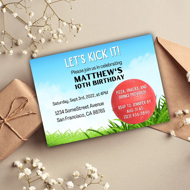 Kickball Party Invitation Kickball Party Kickball Digital Download 5x7 ...