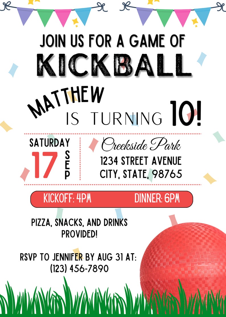 Kickball Party Invitation | Kickball Party | Kickball | Digital ...