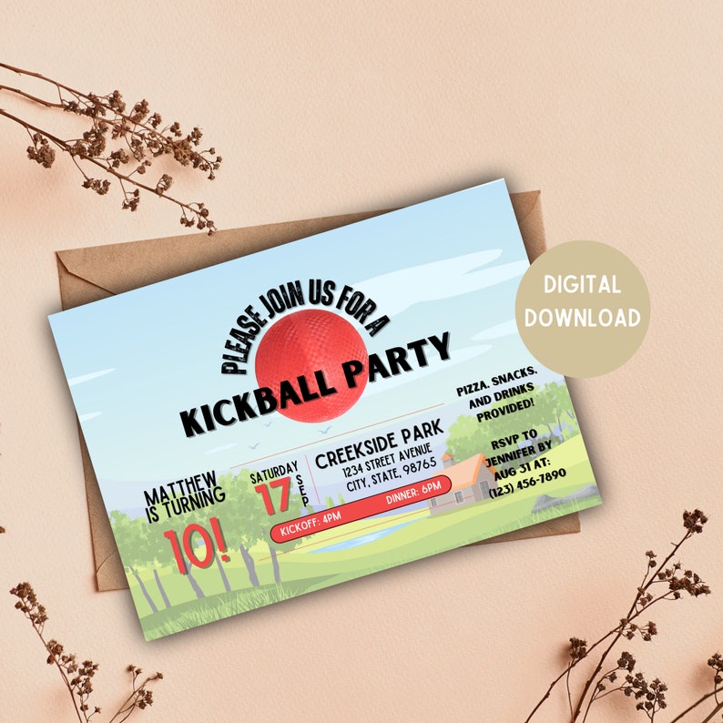 Kickball Party Invitation | Kickball Party | Kickball | Digital ...