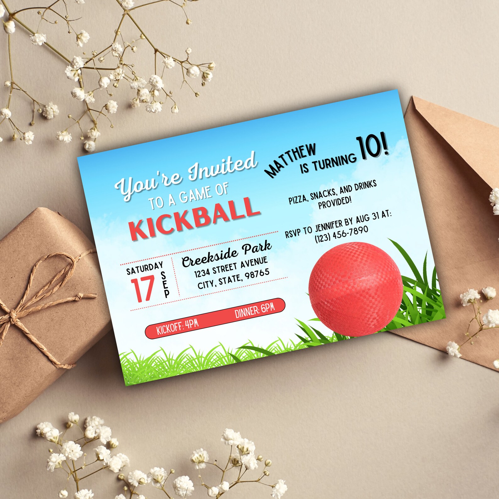 Kickball Party Invitation | Kickball Party | Kickball | Digital ...