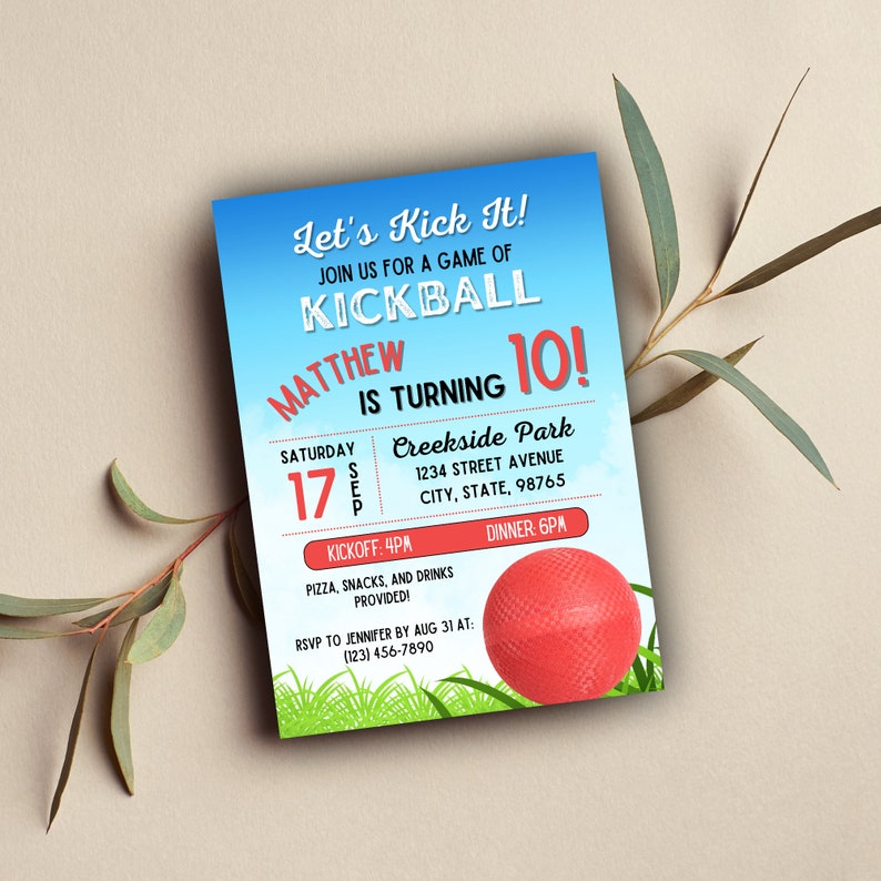Kickball Party Invitation | Kickball Party | Kickball | Digital ...