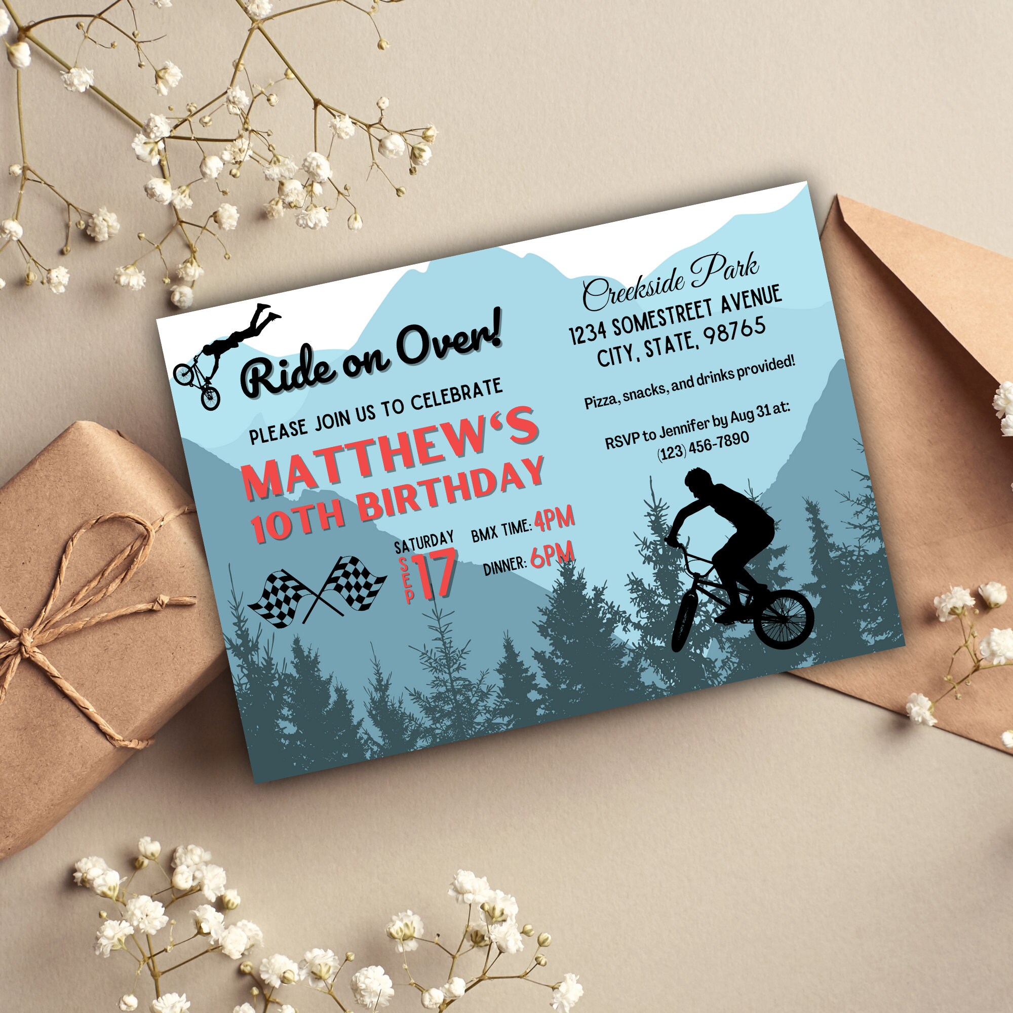 BMX Birthday Invite | BMX Invitation | Digital Download | Canva | Bmx ...