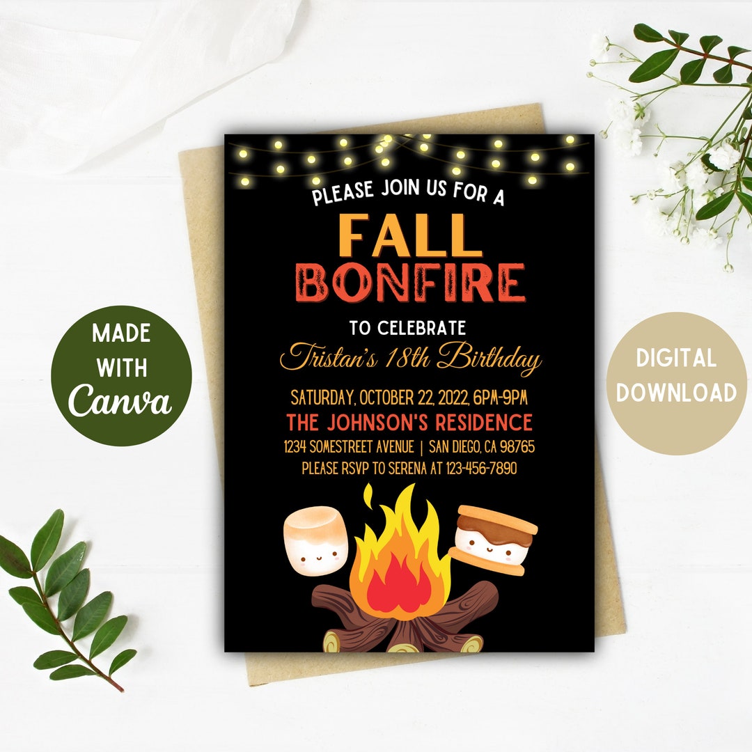Bonfire Invitation DIGITAL TEMPLATE Bonfire Night Booze and Bonfires ...