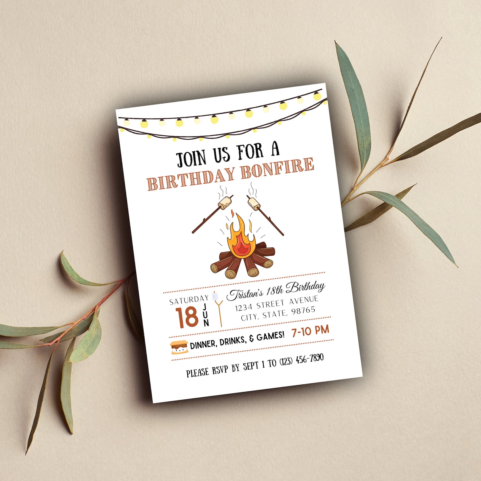 Bonfire Invitation | DIGITAL TEMPLATE | Bonfire Night | Booze and ...
