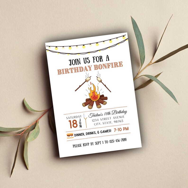 Bonfire Invitation | DIGITAL TEMPLATE | Bonfire Night | Booze and ...