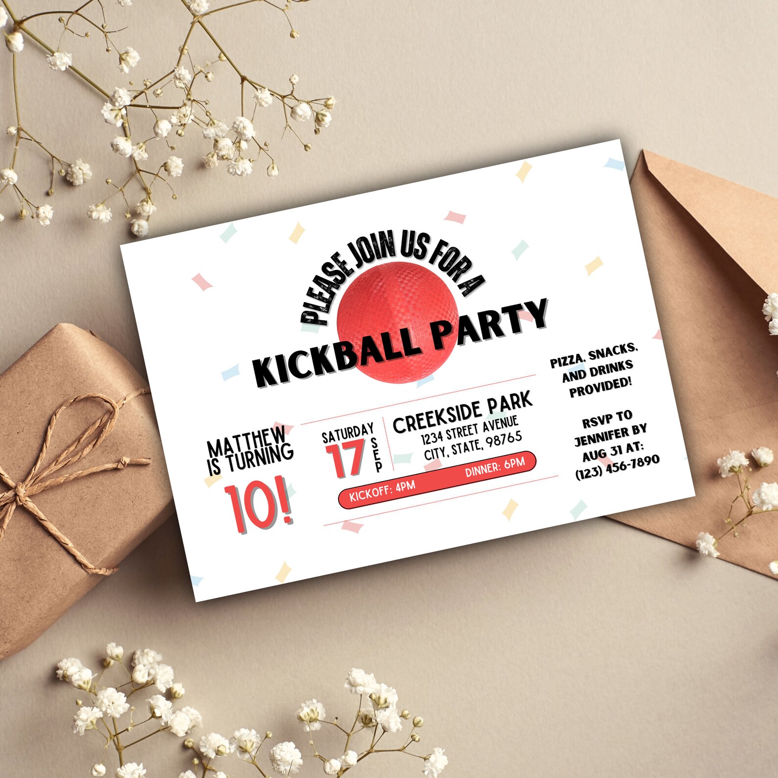 Kickball Party Invitation | Kickball Party | Kickball | Digital ...