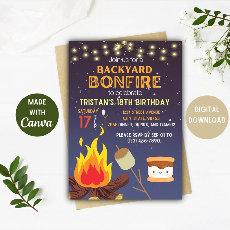 Bonfire Invitation DIGITAL TEMPLATE Bonfire Night Booze and Bonfires ...