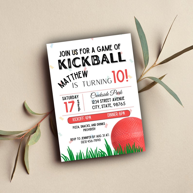 Kickball Party Invitation Kickball Party Kickball - Etsy
