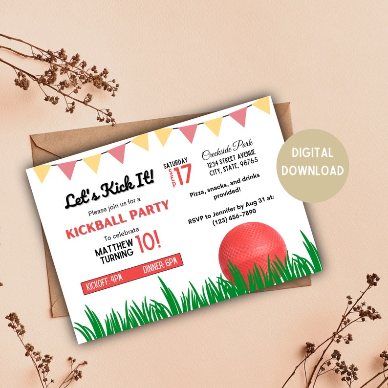 Kickball Party Invitation | Kickball Party | Kickball | Digital ...