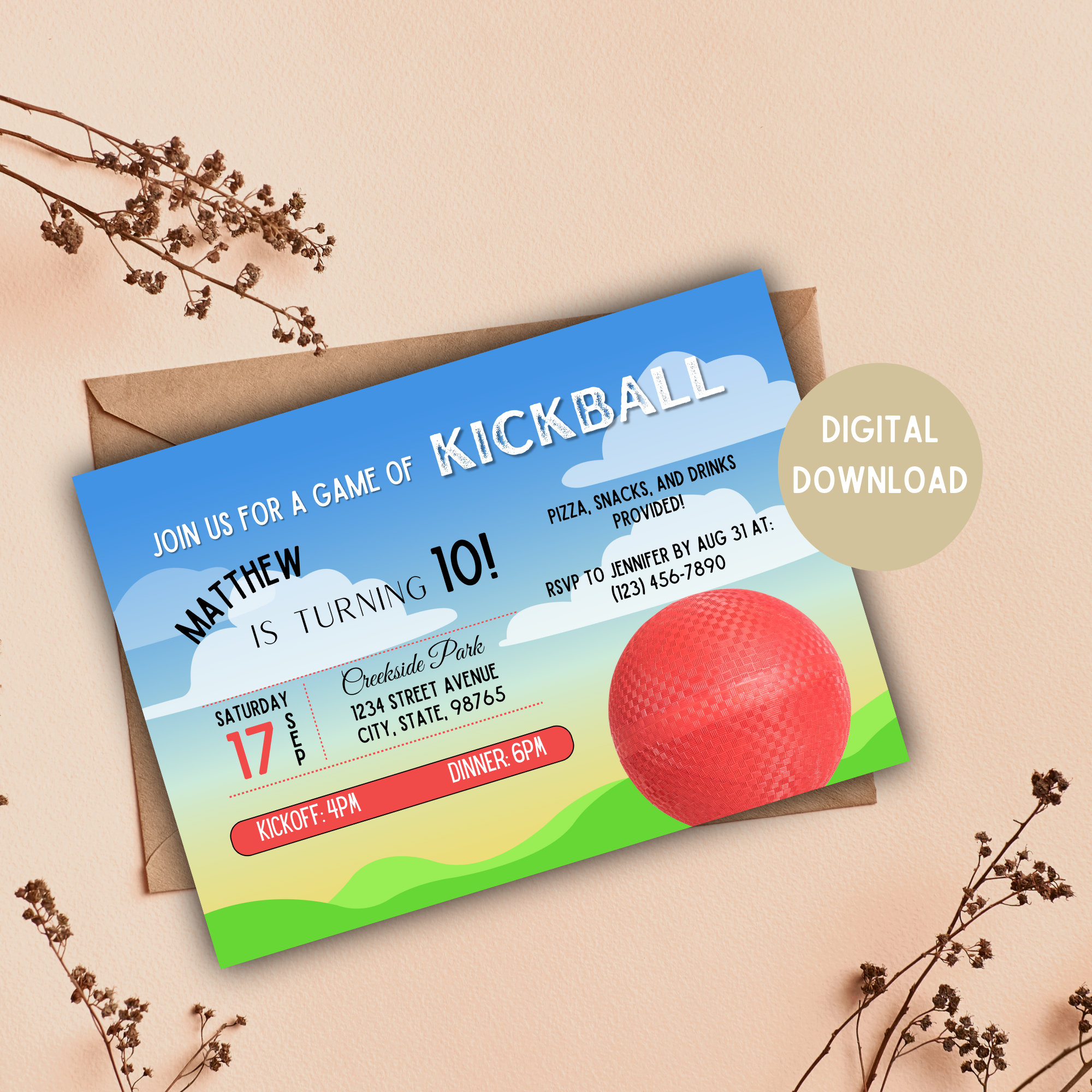 Kickball Party Invitation Kickball Party Kickball - Etsy
