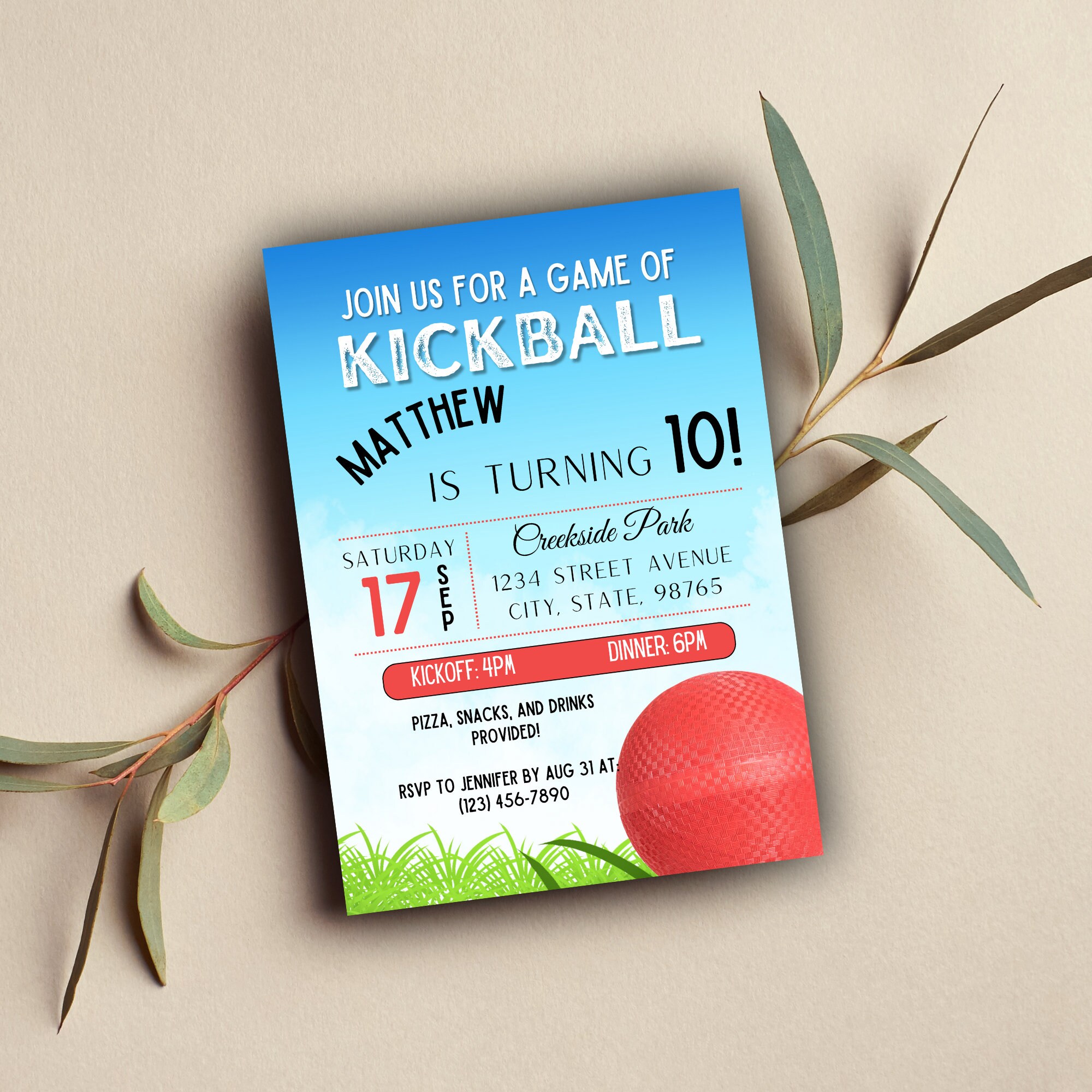 Kickball Party Invitation | Kickball Party | Kickball | Digital ...