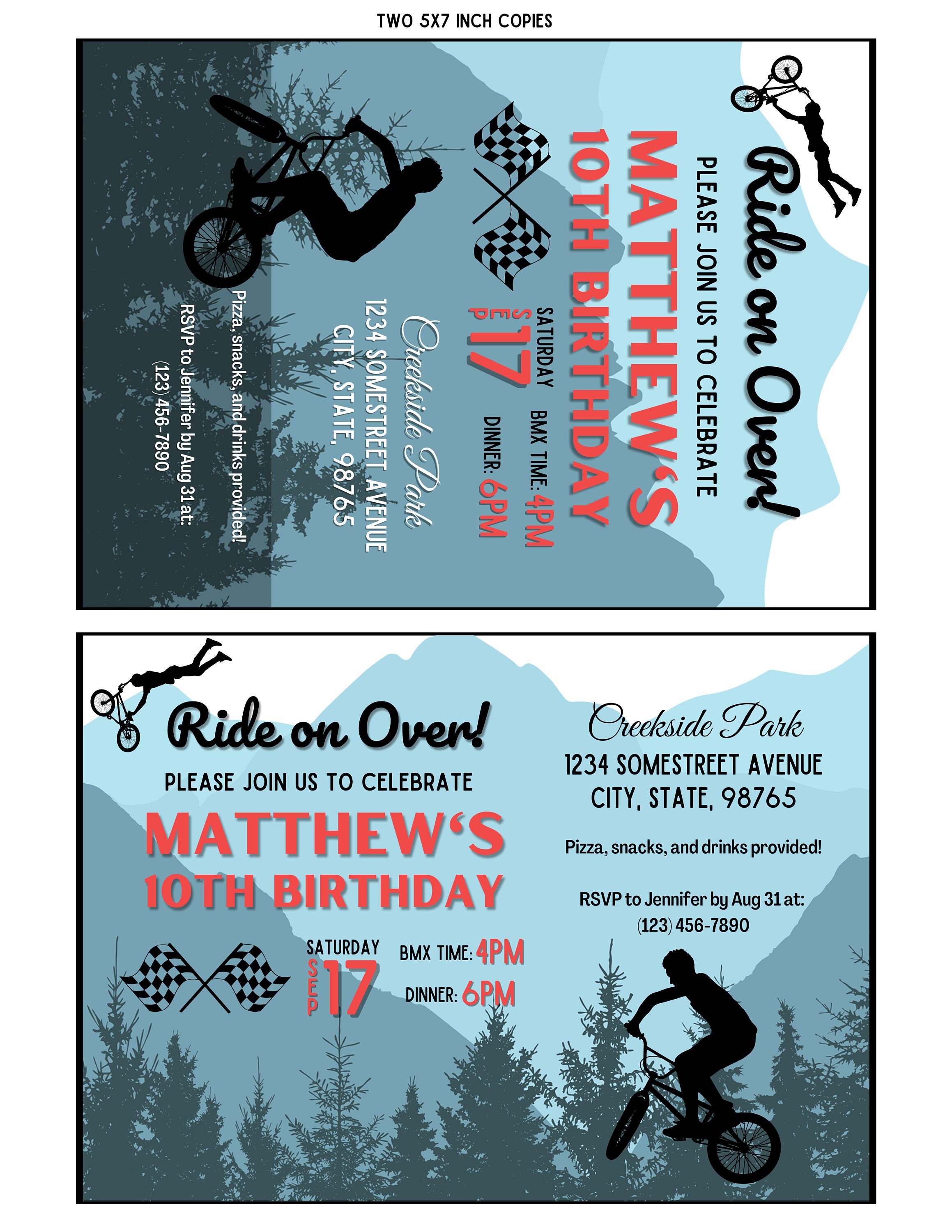 BMX Birthday Invite BMX Invitation Digital Download Canva Bmx SV Bmx ...