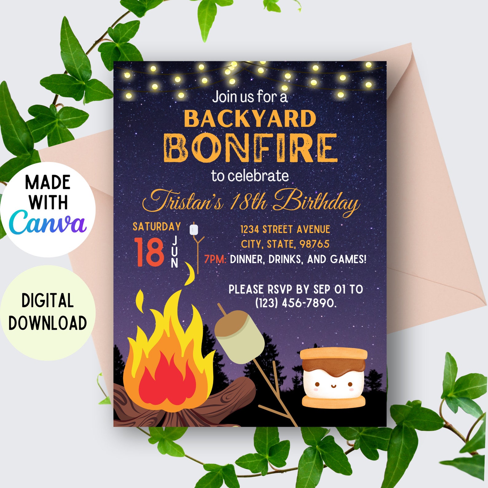 Bonfire Invitation DIGITAL TEMPLATE Bonfire Night Booze and Bonfires ...