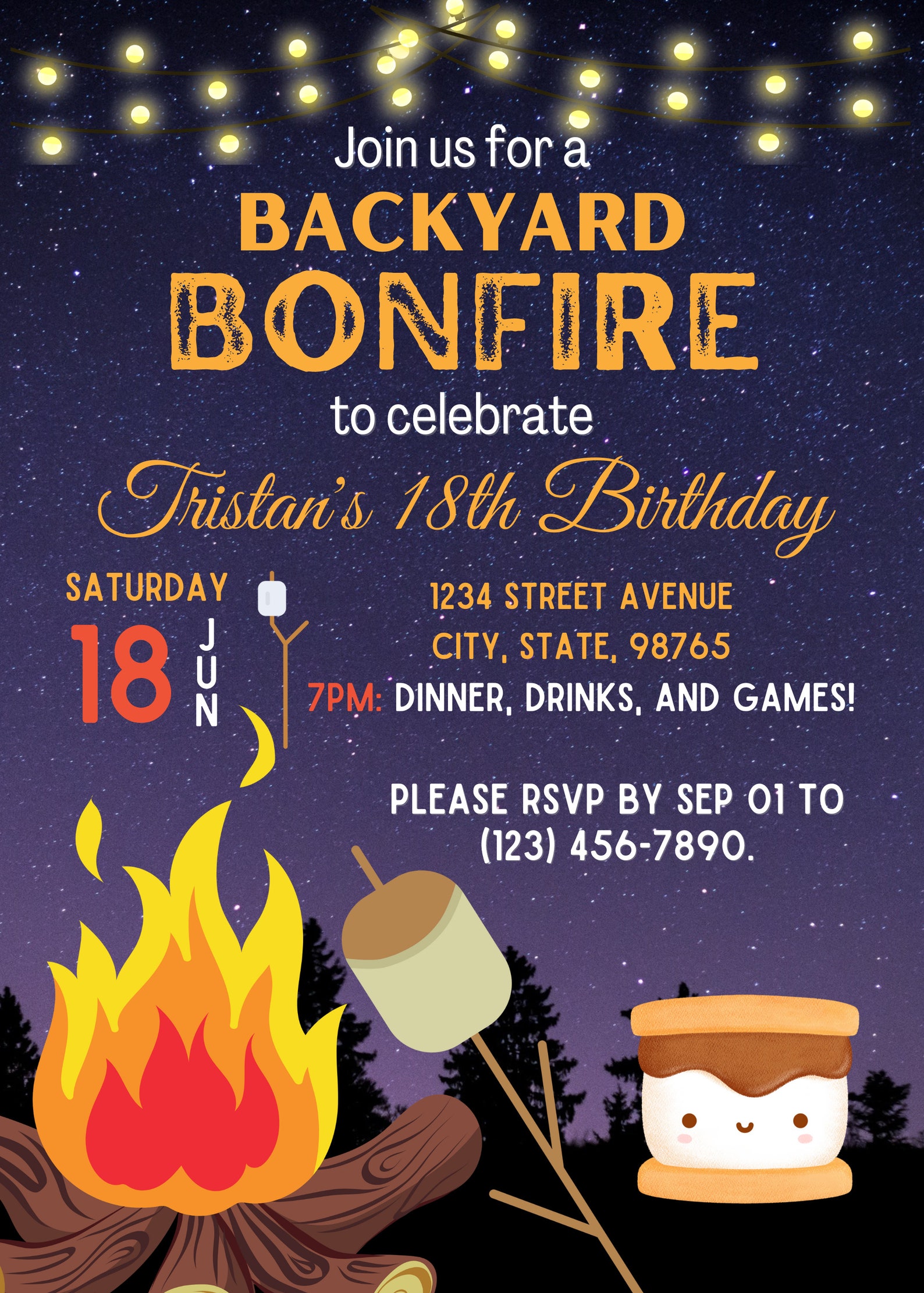 Bonfire Invitation | DIGITAL TEMPLATE | Bonfire Night | Booze and ...