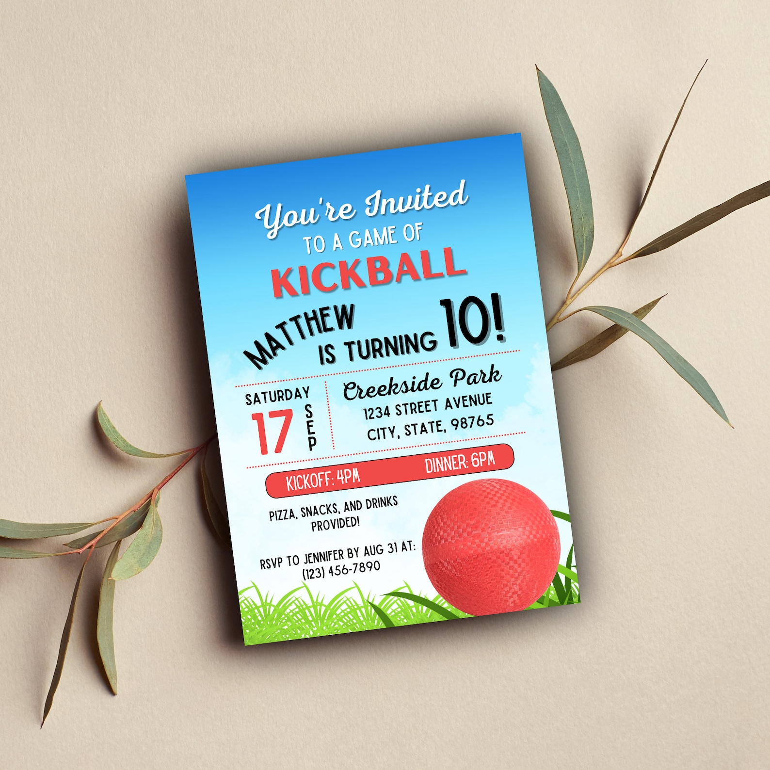 Kickball Party Invitation Kickball Party Kickball - Etsy