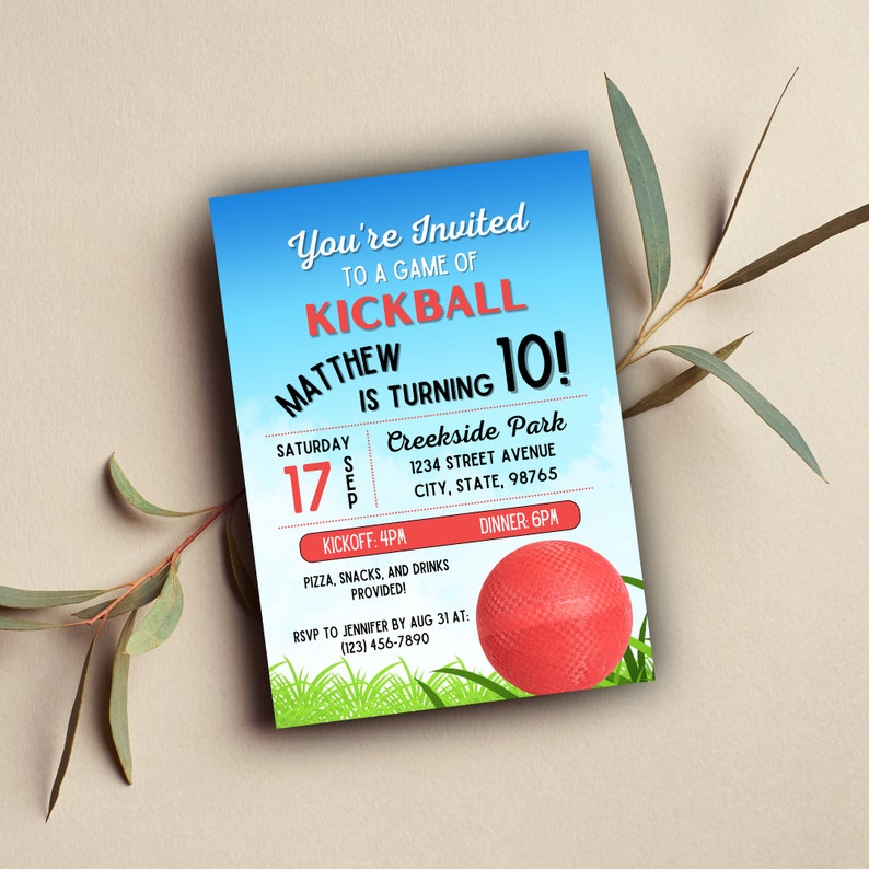 Kickball Party Invitation | Kickball Party | Kickball | Digital ...