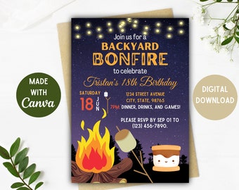 Bonfire Invitation | DIGITAL TEMPLATE | Bonfire Night | Booze and ...