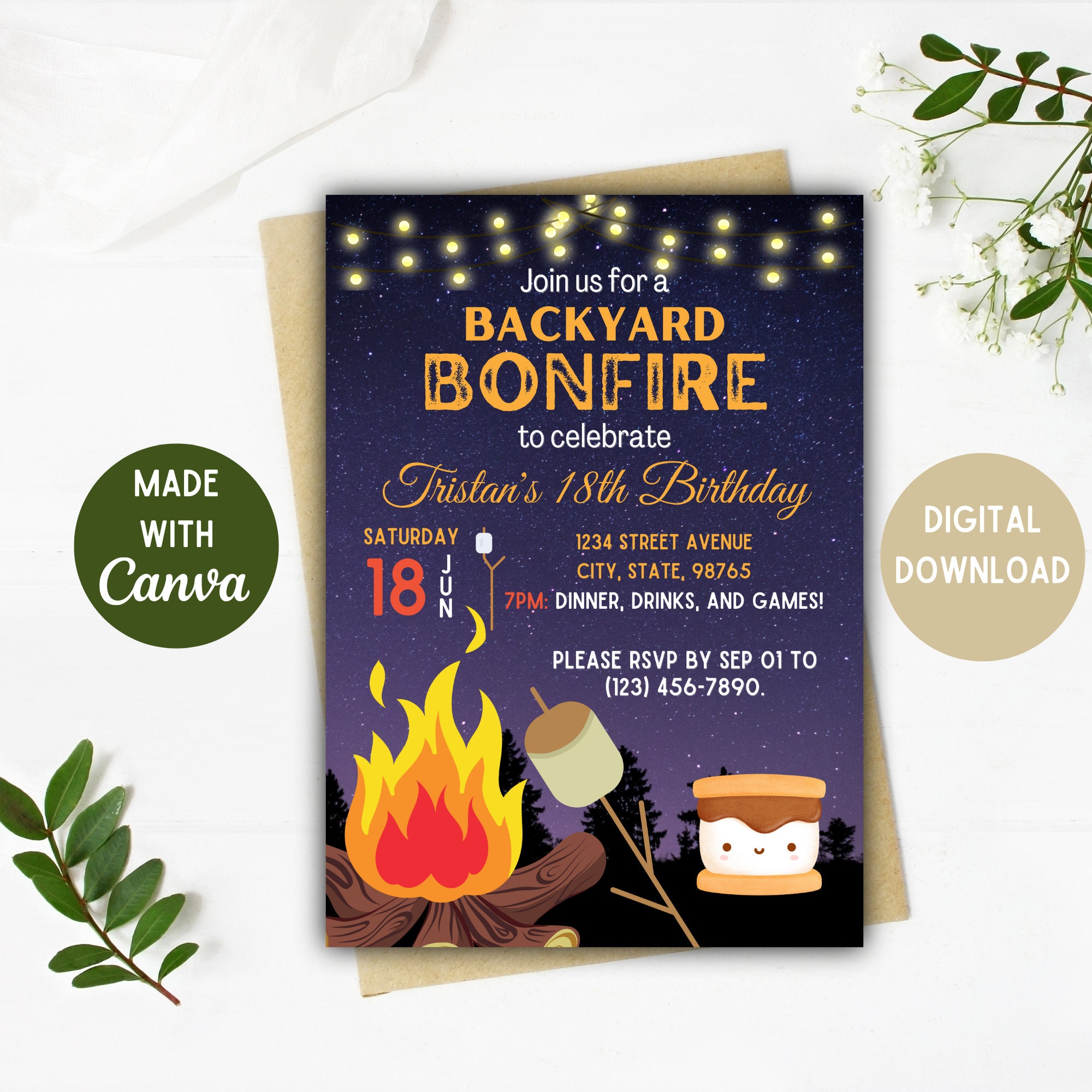 Bonfire Invitation DIGITAL TEMPLATE Bonfire Night Booze and Bonfires ...