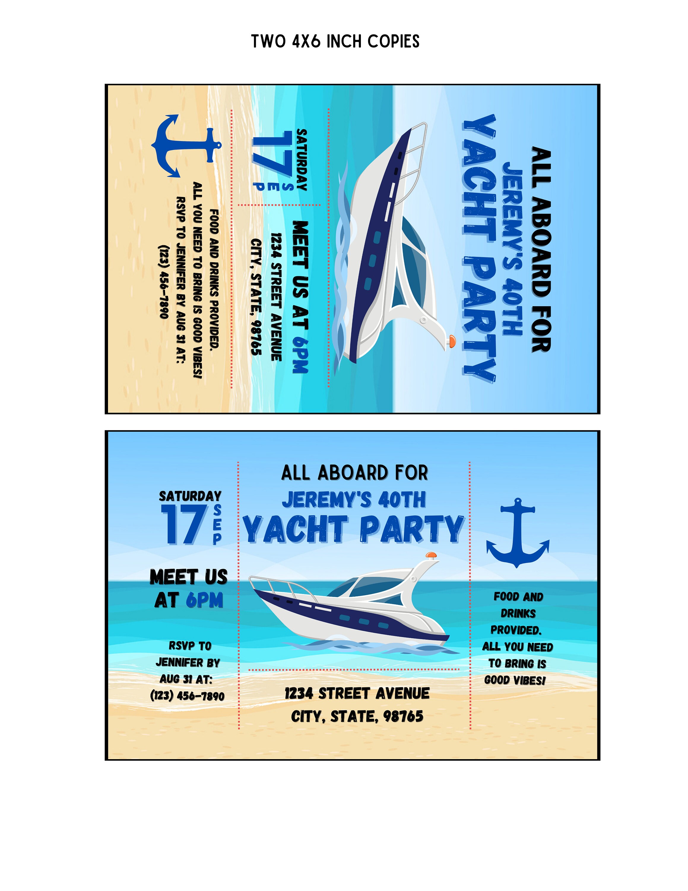 Yacht Birthday Party Invitation TEMPLATE | Yacht Party Invitation ...