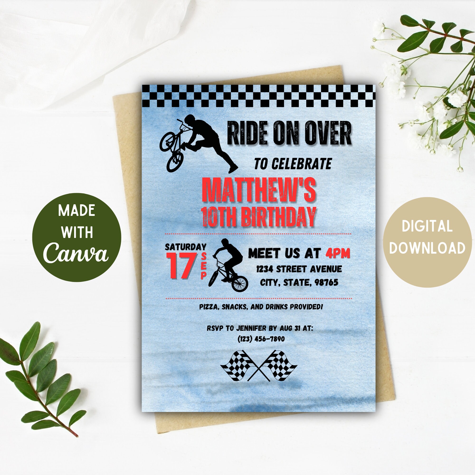 BMX Birthday Invite | BMX Birthday | Digital Download | Mx Bmx Font Bmx ...