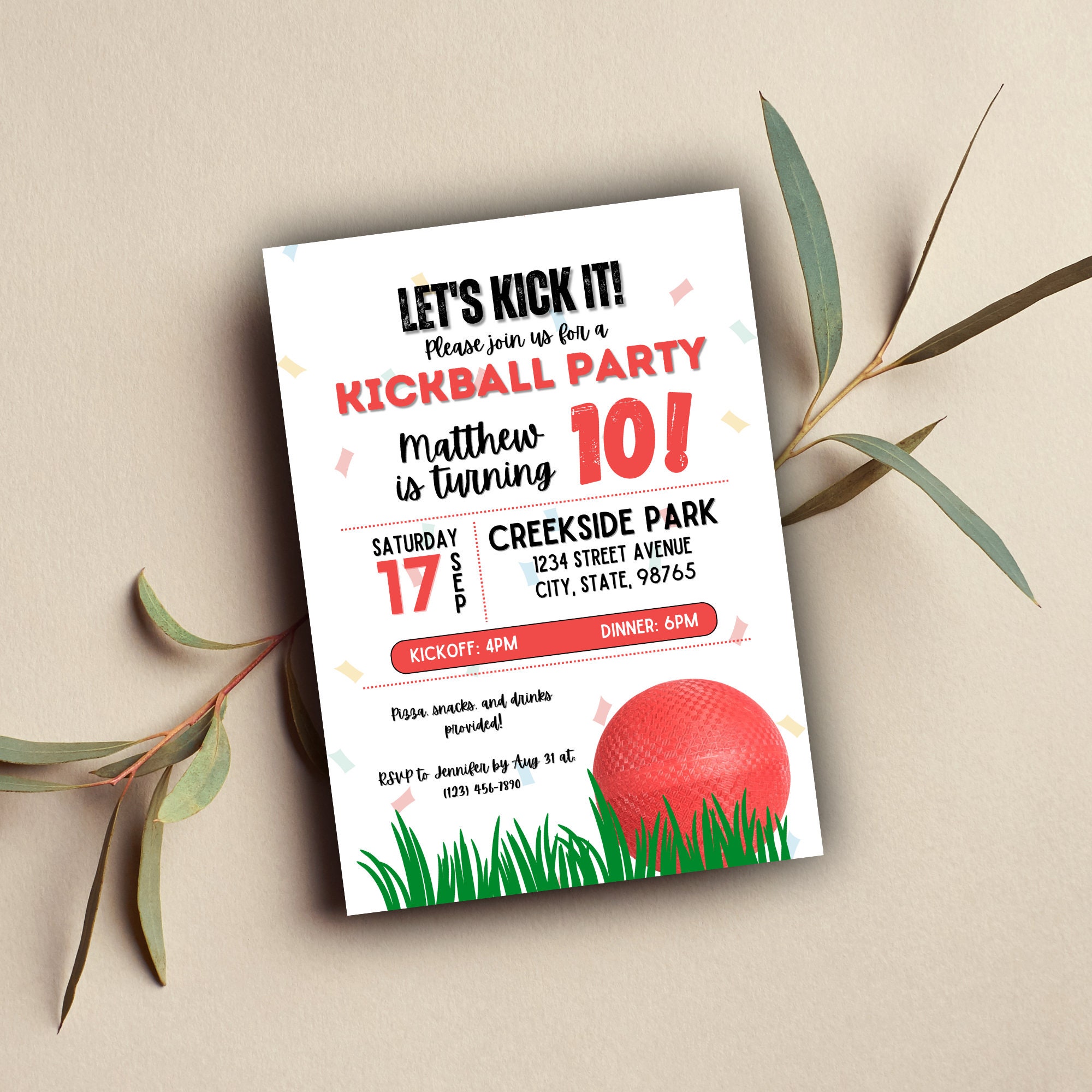 Kickball Party Invitation | Kickball Party | Kickball | Digital ...