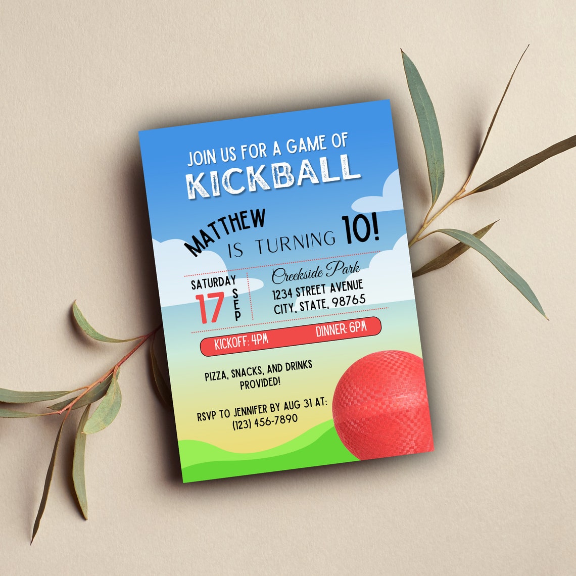 Kickball Party Invitation Kickball Party Kickball - Etsy