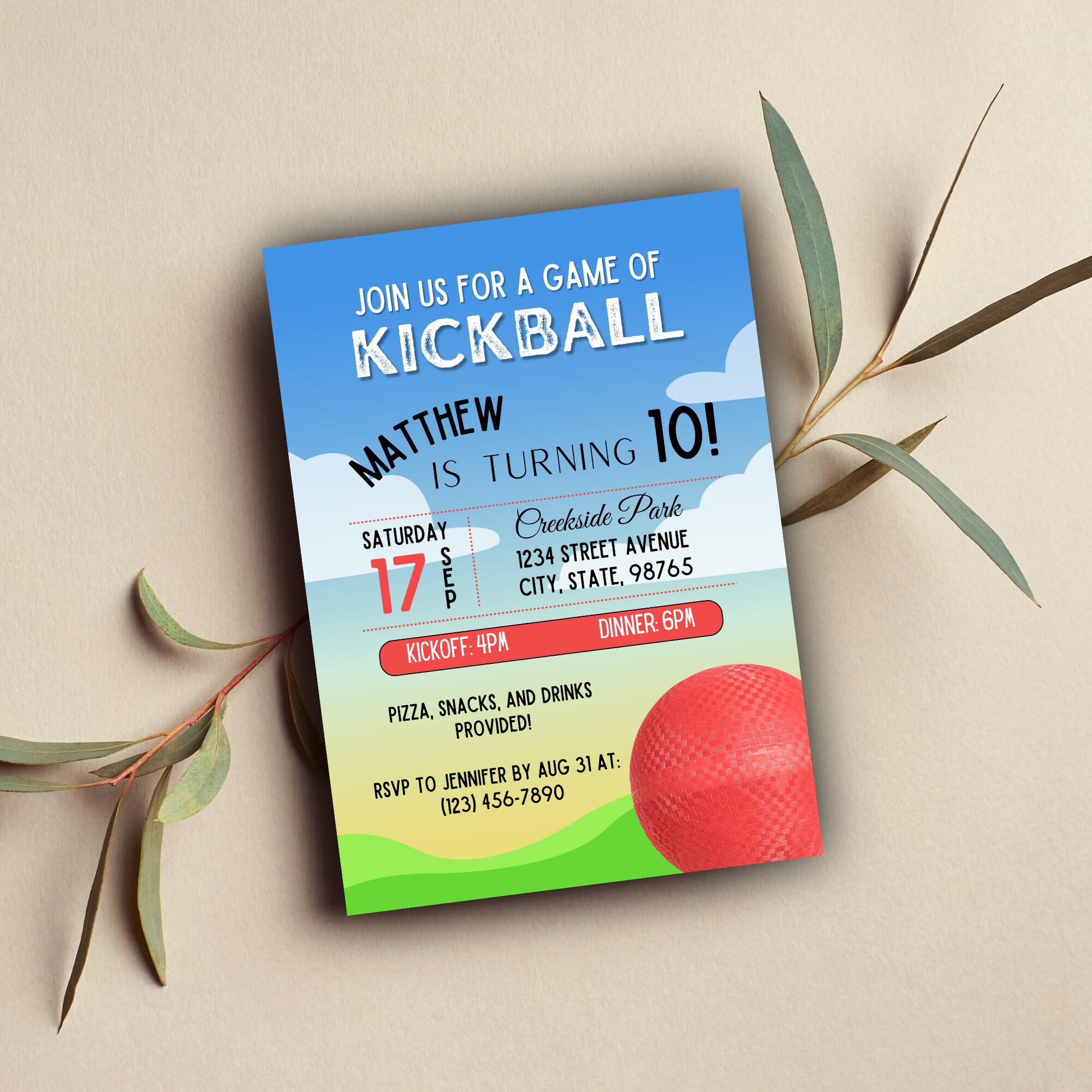 Kickball Party Invitation Kickball Party Kickball - Etsy
