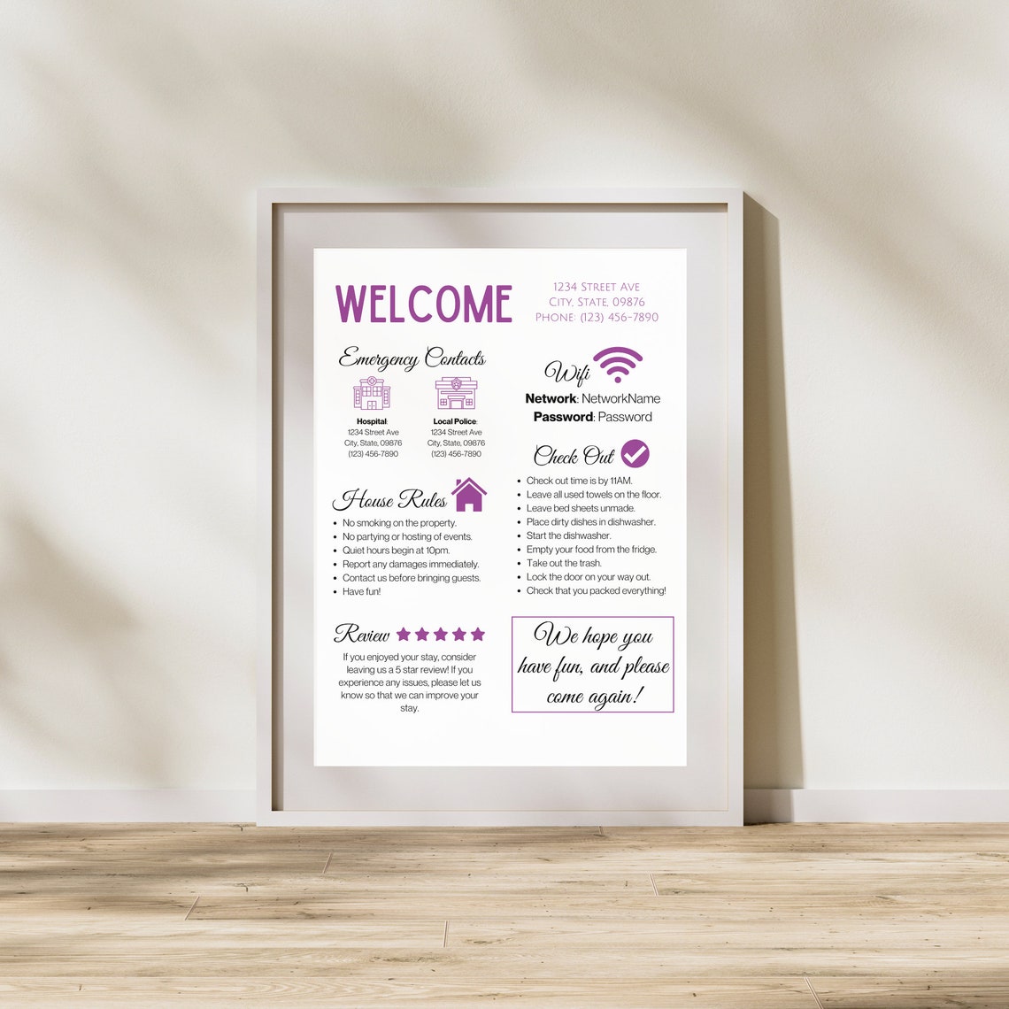Airbnb Welcome, Air Bnb Welcome Sign, Airbnb, 1 Page Airbnb Welcome ...