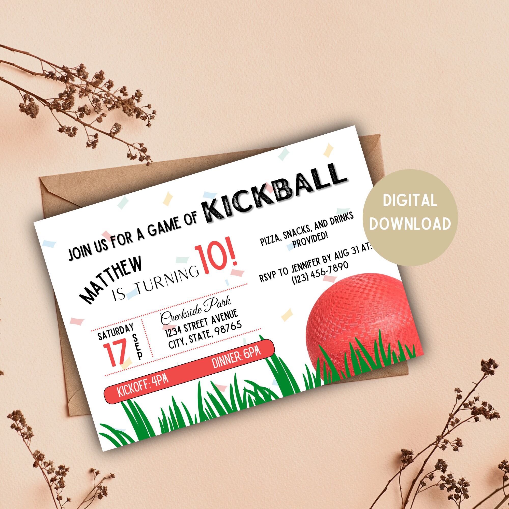 Kickball Party Invitation Kickball Party Kickball - Etsy