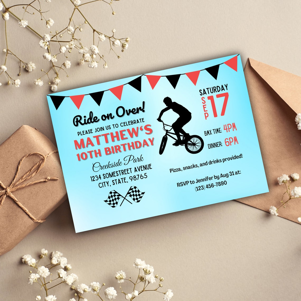 BMX Birthday Invite | BMX Invitation | Digital Download | Canva | Bmx ...