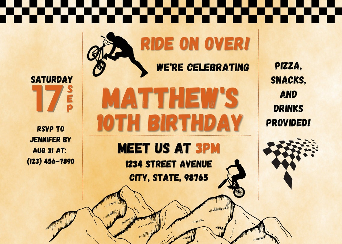 BMX Birthday Invite | BMX Birthday | Digital Download | Mx Bmx Font Bmx ...