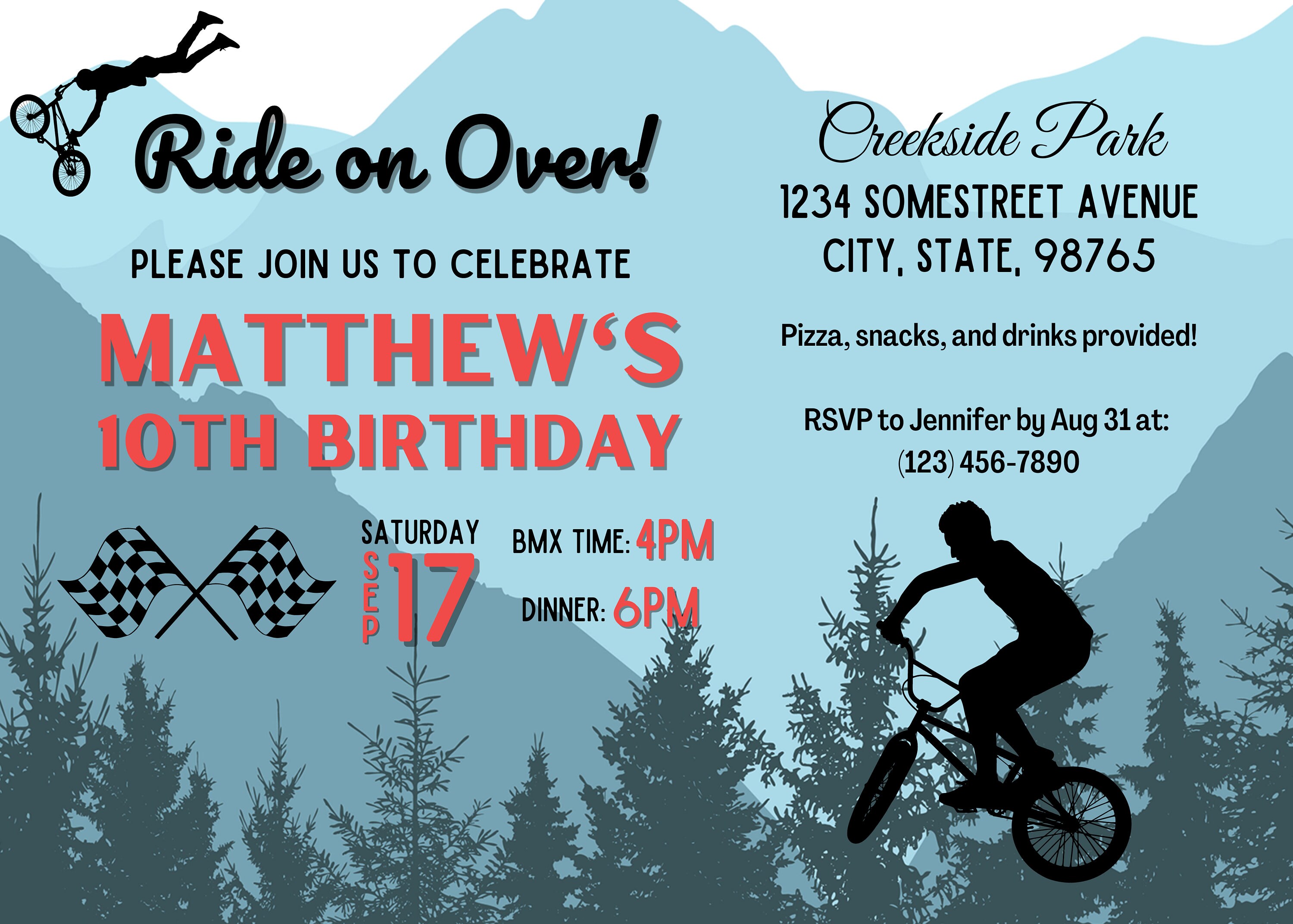 BMX Birthday Invite | BMX Invitation | Digital Download | Canva | Bmx ...