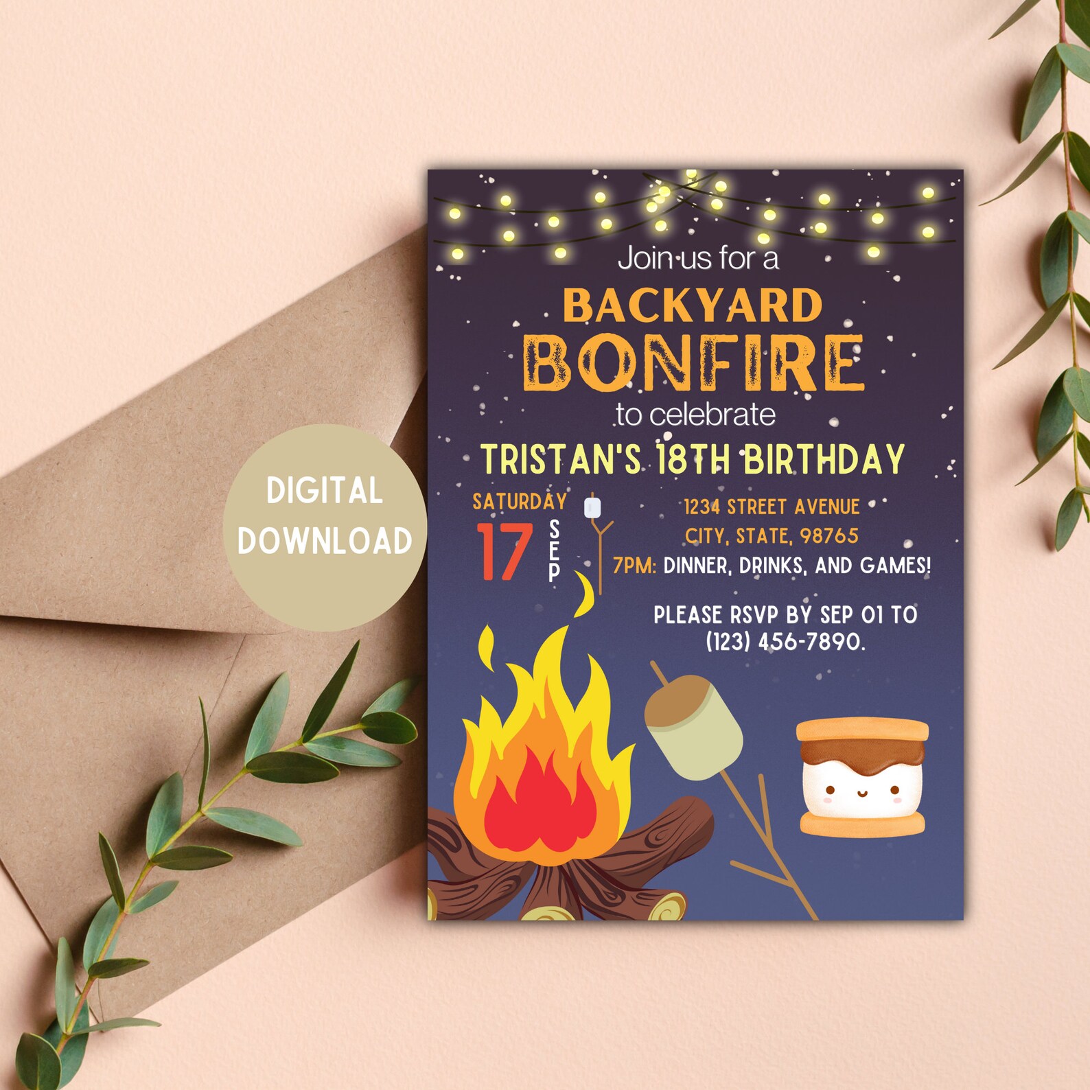 Bonfire Invitation DIGITAL TEMPLATE Bonfire Night Booze and Bonfires ...