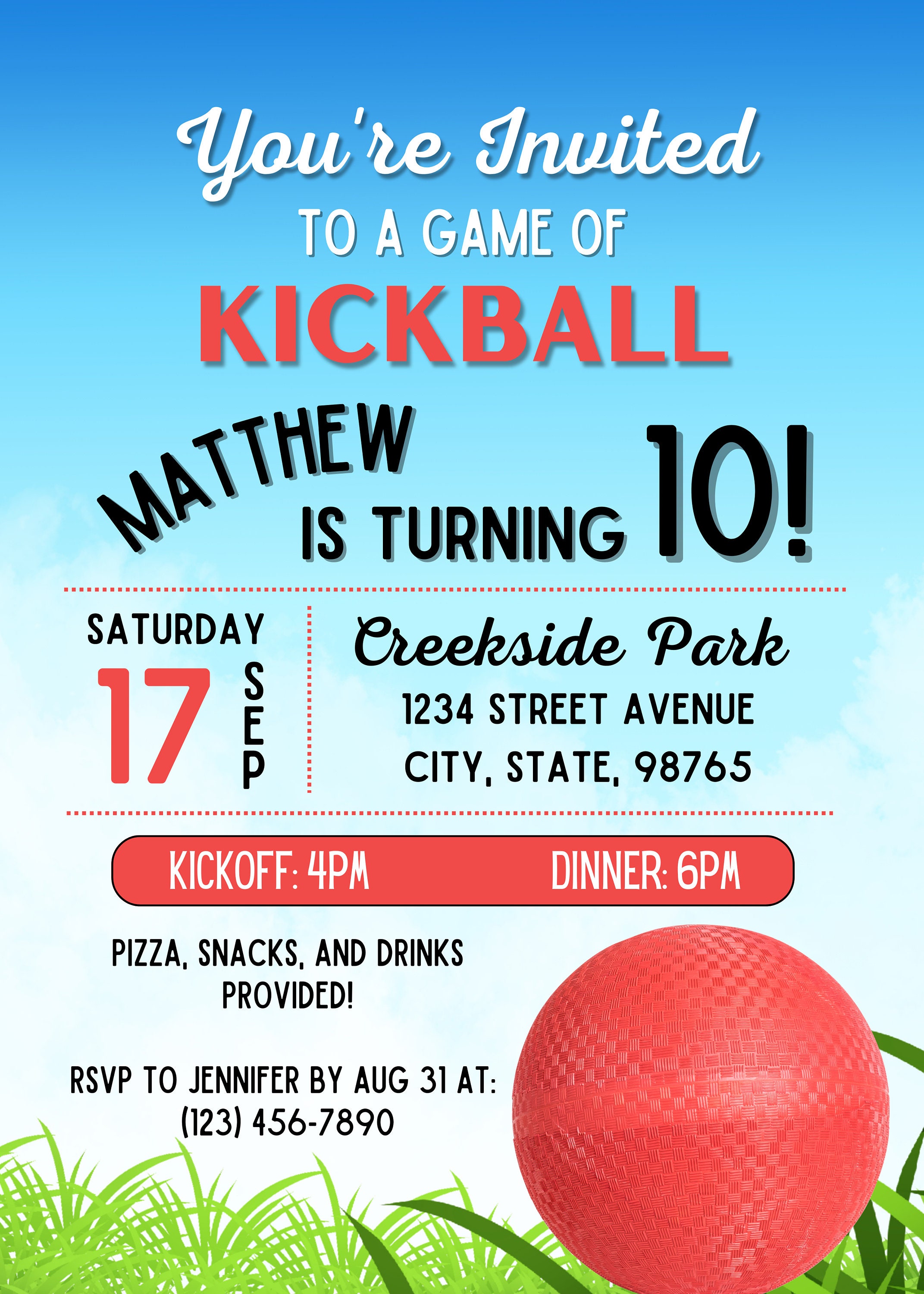 Kickball Party Invitation | Kickball Party | Kickball | Digital ...