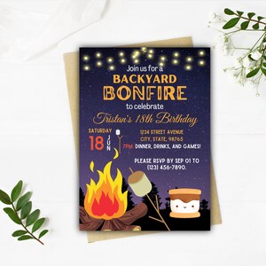 Bonfire Invitation | DIGITAL TEMPLATE | Bonfire Night | Booze and ...
