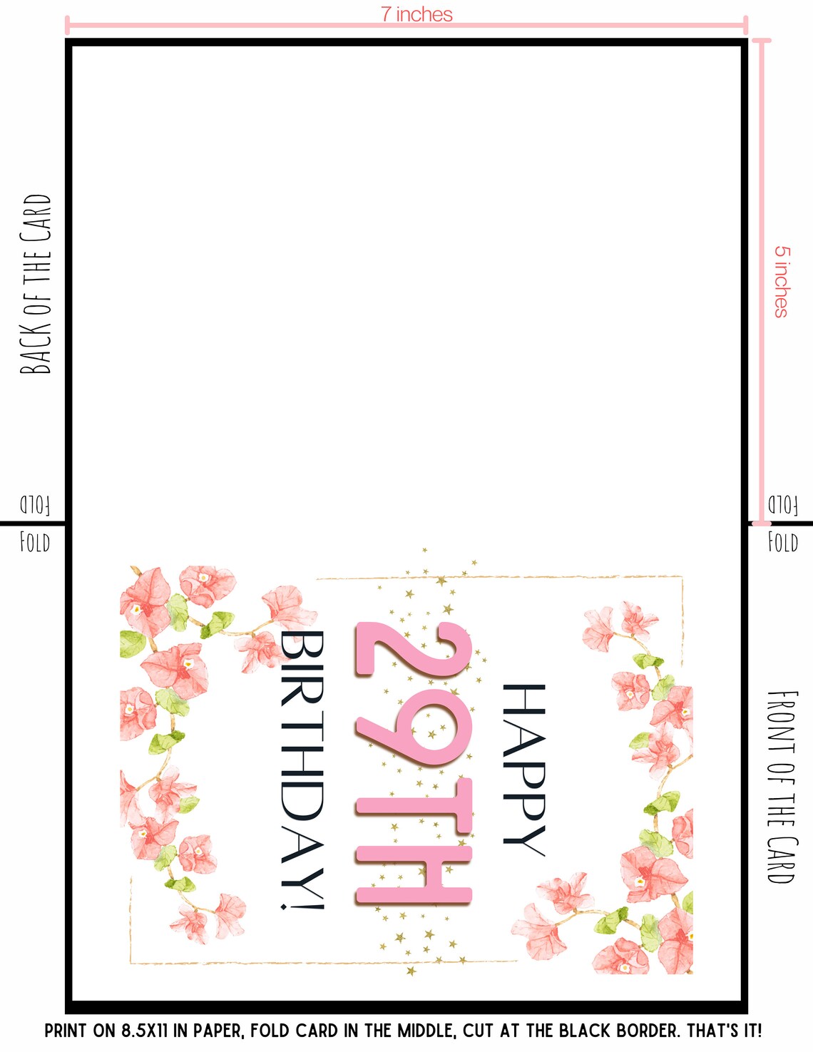 29th Birthday Card 29th Birthday DIGITAL DOWNLOAD 29th - Etsy