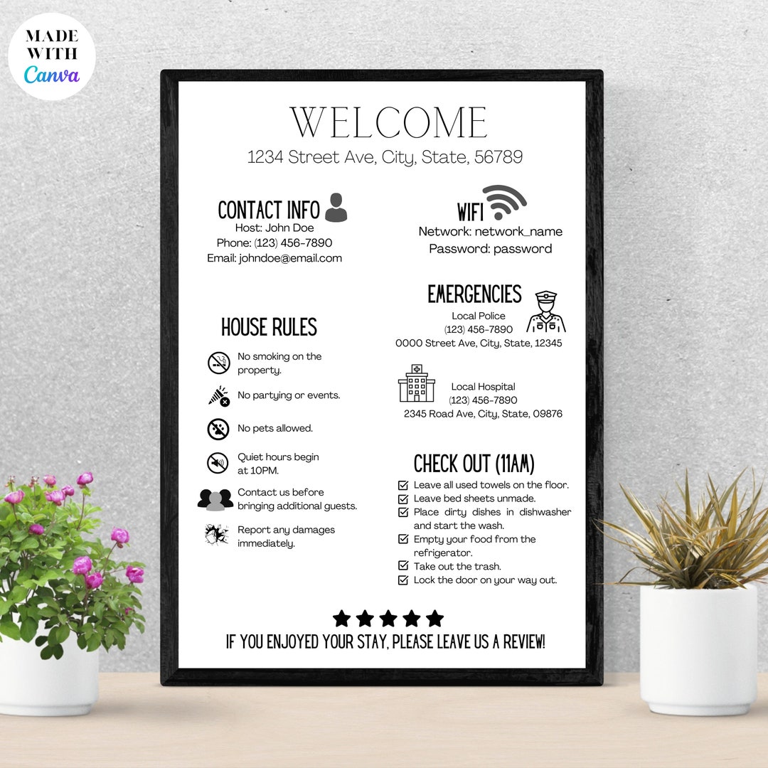 Airbnb Welcome, Welcome Sign, Airbnb, 1 Page Airbnb Welcome Sign ...