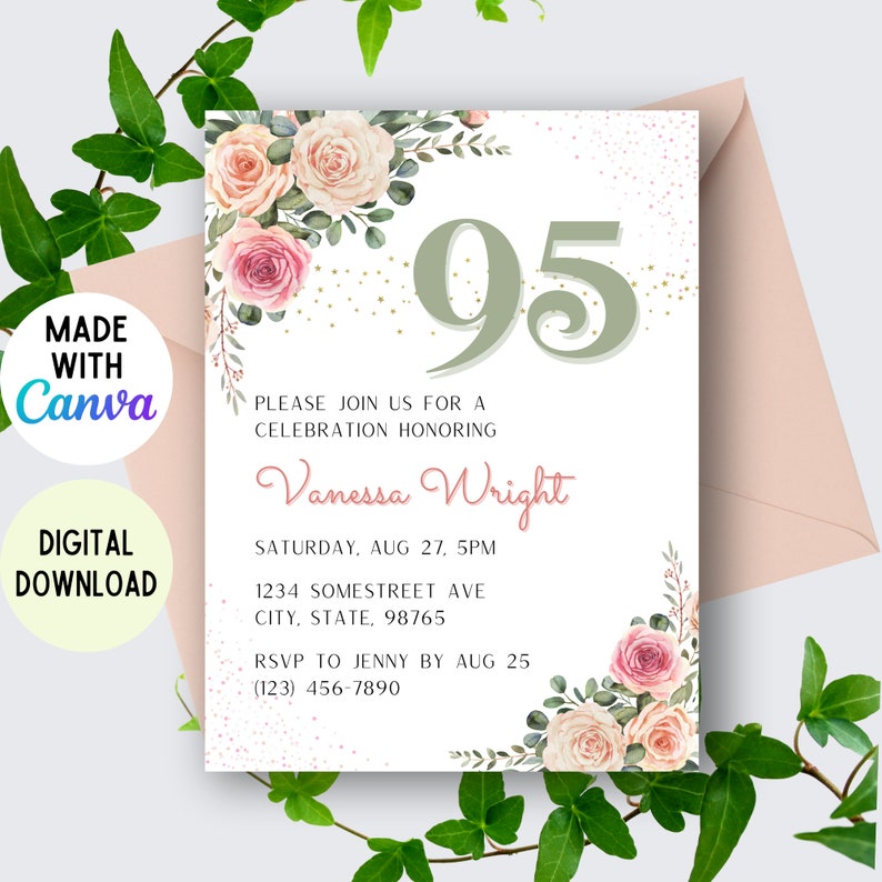 95th Birthday Invite | 90th Birthday Invite | 32nd Birthday Invitation ...