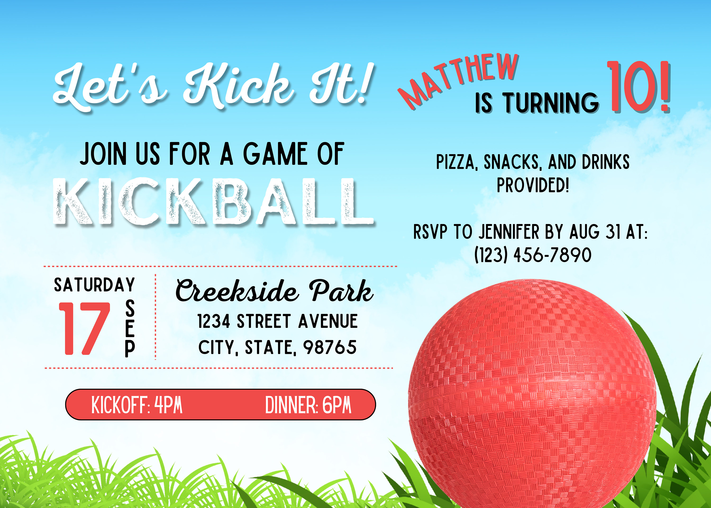 Kickball Party Invitation | Kickball Party | Kickball | Digital ...